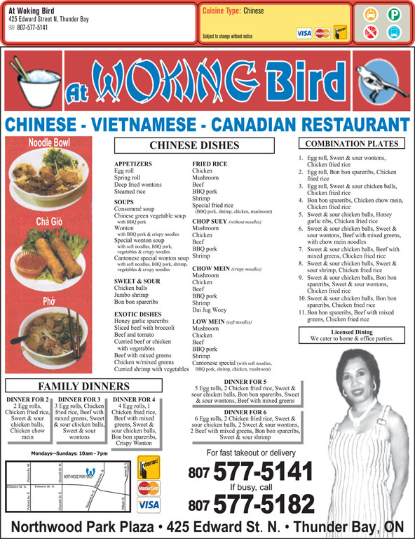 Woking Bird - Menu, Hours & Prices - 425 Edward St N, Thunder Bay, ON